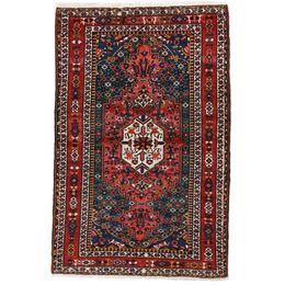Nain Trading Orientteppich Bakhtiar 134x204 Handgeknüpfter Orientteppich / Perserteppich, rechteckig, Höhe: 12 mm, braun|rot