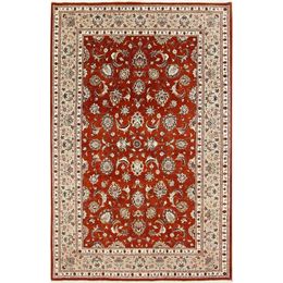 Nain Trading Orientteppich Maschad 199x304 Handgeknüpfter Orientteppich / Perserteppich, rechteckig, Höhe: 12 mm, beige|rot