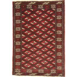 Nain Trading Orientteppich Turkaman 78x110 Handgeknüpfter Orientteppich / Perserteppich, rechteckig, Höhe: 6 mm, braun|rot
