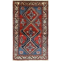 Nain Trading Orientteppich Hamadan 96x159 Handgeknüpfter Orientteppich / Perserteppich, rechteckig, Höhe: 8 mm, braun|rot