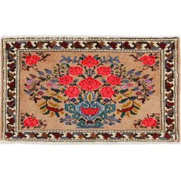 Nain Trading Orientteppich Turkaman 54x94 Handgeknüpfter Orientteppich / Perserteppich, rechteckig, Höhe: 6 mm, braun|rot