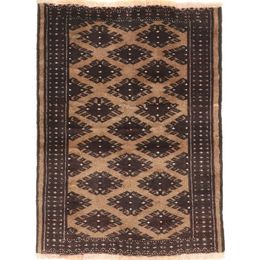 Nain Trading Orientteppich Turkaman 73x100 Handgeknüpfter Orientteppich / Perserteppich, rechteckig, Höhe: 6 mm, braun