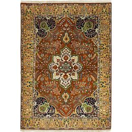Nain Trading Orientteppich Täbriz 103x147 Handgeknüpfter Orientteppich / Perserteppich, rechteckig, Höhe: 10 mm, braun