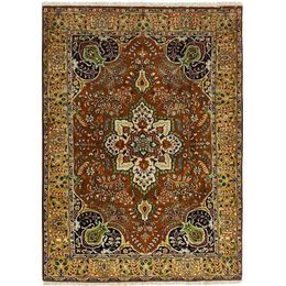 Nain Trading Orientteppich Täbriz 104x146 Handgeknüpfter Orientteppich / Perserteppich, rechteckig, Höhe: 10 mm, braun