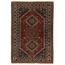 Nain Trading Orientteppich Yalameh 104x150 Handgeknüpfter Orientteppich / Perserteppich, rechteckig, Höhe: 12 mm, braun|rot