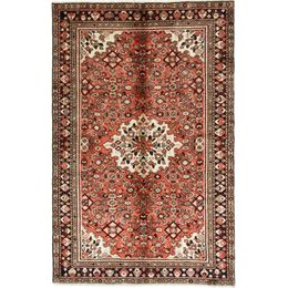 Nain Trading Orientteppich Hosseinabad 137x211 Handgeknüpfter Orientteppich / Perserteppich, rechteckig, Höhe: 12 mm, braun|rot