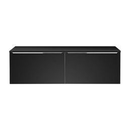 Lomadox Doppelwaschtisch PUEBLA-56-BLACK, 160cm, schwarz matt