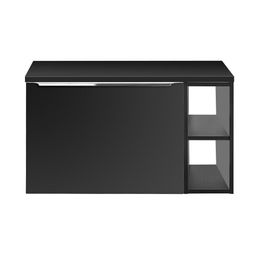 Lomadox Waschtisch PUEBLA-56-BLACK, 80cm, schwarz matt