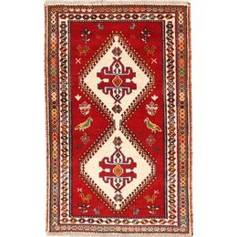 Nain Trading Orientteppich Shiraz 82x130 Handgeknüpfter Orientteppich / Perserteppich, rechteckig, Höhe: 10 mm, rot