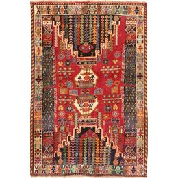 Nain Trading Orientteppich Shiraz 127x190 Handgeknüpfter Orientteppich / Perserteppich, rechteckig, Höhe: 10 mm, rot