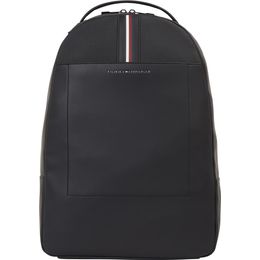 Tommy Hilfiger Rucksack, Laptopfach, Zwei-Wege-Reißverschluss, für Herren, schwarz