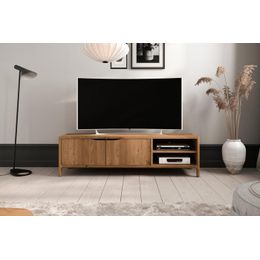 Natur24 Lowboard TV-Board Swig Wildeiche massiv geölt 160x50 mit 2 Türen und 2 Fächern