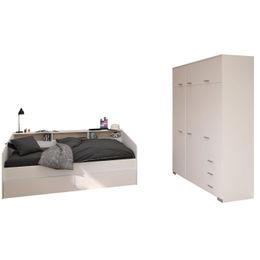 Parisot Jugendzimmer-Set Sleep 2-tlg inkl. Bett mit Bettkästen weiß + Kleiderschrank 6-trg.