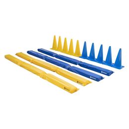 Dönges Dönges Outdoor-Spielzeug Pferdegasse gefülltes Set + 10er XXL Pylonen-Set 50 cm blau und gelb