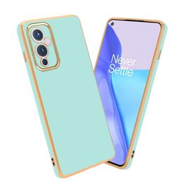 Cadorabo Handyhülle für OnePlus 9 Hülle OnePlus 9, Schutzhülle - TPU Silikon Hülle - mit Kameraschutz, grün, Glossy Mint Grün - Gold