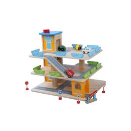 TikTakToo Spiel-Parkgarage Parkhaus Parktower Spielzeug Kinder Autogarage aus Holz (aus Holz mit reichlich Zubehör