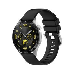 Wigento Smartwatch-Armband Für Huawei Watch GT 4 46mm Design Liquid Silikon Watch Armband Schwarz