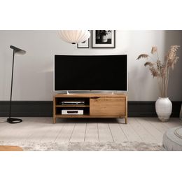 Natur24 Lowboard TV-Board Swig Wildeiche massiv geölt 111x50 mit 1 Tür und 2 Fächern