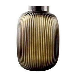 LaCasa Dekovase Glas Vase bauchig braun Mattoptik Streifen 22x33