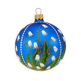 Hamburger Weihnachtskontor Weihnachtsbaumkugel Christbaumkugel mit Maiglöckchen blau