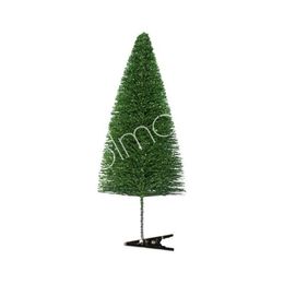 colmore Künstlicher Weihnachtsbaum 6er Set Mini Tannenbaum mit Klammer Grün Glitzer Colmore