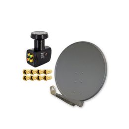 PremiumX DELUXE 100 cm Alu Anthrazit Sat Schüssel Quad LNB F-Stecker SAT-Antenne