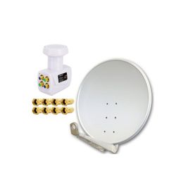 PremiumX DELUXE SAT Anlage für 4 Teilnehmer 100cm ALU Hellgrau Quad LNB SAT-Antenne