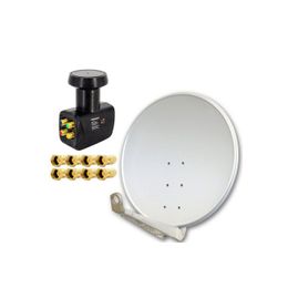 PremiumX DELUXE100 cm Alu Hellgrau Sat Schüssel Antenne Quad LNB und F-Stecker SAT-Antenne