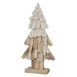 Gilde Dekoobjekt Natürliches 2er Set Holz Tannenbaum 'Corda' – Rustikale Weihnachtsdeko