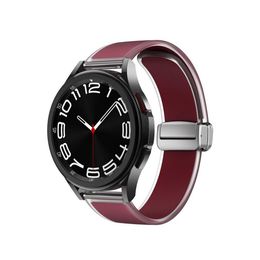 Wigento Smartwatch-Armband Für Samsung Galaxy Watch 6 5 4 Magnetisches Silikon Armband Weinrot