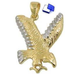 unbespielt Kettenanhänger Anhänger Adler bicolor rhodiniert glänzend 375 Gold 20 x 16 mm