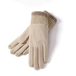 Buling Strickhandschuhe Winterhandschuhe Touchscreen Handschuhe Strick Fingerhandschuhe Warm Winterhandschuhe Gestricktes Handgelenksbündchen für Geschenk Damen