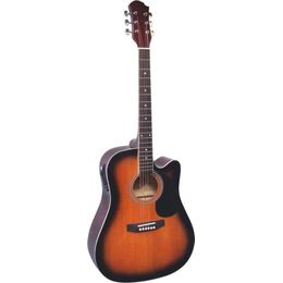 MSA Akustikgitarre 4/4 Western Gitarre mit Tonabnehmer und aktiver Elektronik