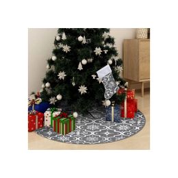 vidaXL Weihnachtsbaumdecke Luxus-Weihnachtsbaumdecke mit Socke Grau 90 cm Stoff