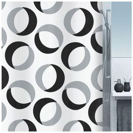 Spirella Duschvorhang RINGS Breite 180 cm, Höhe 200 cm, wasserabweisend, grau|schwarz|weiß