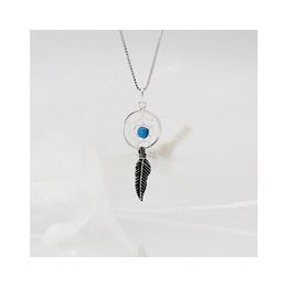ELLAWIL Silberkette Kette mit Traumfänger Anhänger Feder Traum Damen Kette Halskette (Kettenlänge 40 cm