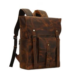 OKWISH Laptoprucksack Rucksack Schulrucksack Lederrucksack Reiserucksack Schultertasche (Vintage Schultertasche Notebook Laptop Tasche Schule Uni Rucksack