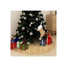 vidaXL Weihnachtsbaumdecke Luxus-Weihnachtsbaumdecke mit Socke Gelb 90 cm Stoff