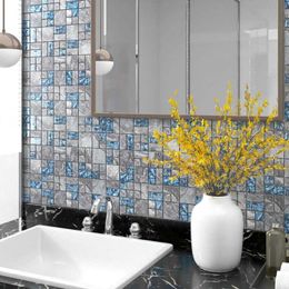 Mosaikfliesen 11 Stk. Grau Blau 30x30 cm Glas - Mehrfarbig - Prolenta Premium