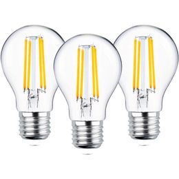 E27 4W led Filament Lampe Vintage Glühbirne 470 lm Warmweiß 2700K A60 Klar 3x Stück