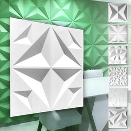 HEXIM - 3D Wandpaneele aus pvc Kunststoff - weiße Wandverkleidung mit 3D Optik - Diamond Motive: 1 Platte / Muster, HD018