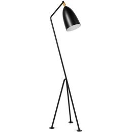 PRIVATEFLOOR Stehlampe im Stativ-Design - Wohnzimmerlampe - Hopper Schwarz - Stahl, Metall - Schwarz