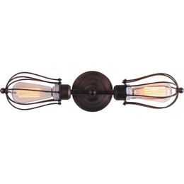 PRIVATEFLOOR Edison Kronleuchter Wandleuchte mit Lampenkäfig - Kohlenstoffstahl Schwarz - Stahl, Metall - Schwarz
