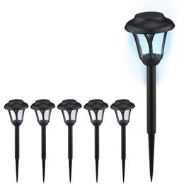 Relaxdays Solarlampen 6er Set, LED Solarlicht mit Erdspieß, HxD: 39 x 11 cm, moderne Gartenbeleuchtung, draußen, schwarz