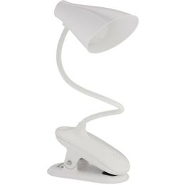 Led Klemmlampe, klemmbare Schreibtischlampe mit Touch, 3 Lichtfarben, flexibel, aufladbare Klemmleuchte, weiß - Relaxdays