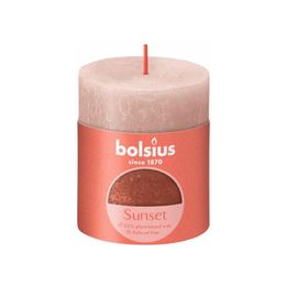 bolsius - Stumpenkerze Rustik Sunset Nebeliges Rosa+Bernstein 8 cm Stumpen- und Kugelkerzen