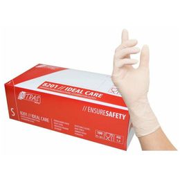 Asarbeitsschutz - 1 Box Einmalhandschuh nitras 8201 Ideal Care Latex, naturfarben, gepudert (Box à 100 Stück) Gr. l