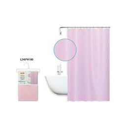 Meditrade GmbH Trade Shop Traesio - wasserdichter ANTI-Schimmel-Duschvorhang 240 x 180 cm mit rosa Ringen, Rautentextur, 59824