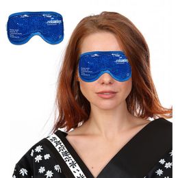 Augenmaske kühlend & wärmend, 2er Set, Gelperlen, Kühlmaske für Augen, Kühlbrille mit Klettverschluss, blau - Relaxdays