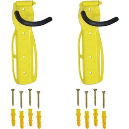 Fahrrad Wandhalterung, 2er Set, klappbar, Fahrradaufhängung bis 25 kg, vertikal, Wand Fahrradhalter, gelb - Relaxdays